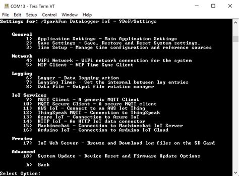 Configuration Sparkfun Datalogger Iot Hookup Guide