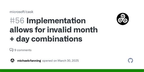 Implementation Allows For Invalid Month Day Combinations · Issue 56 · Microsoftcask · Github