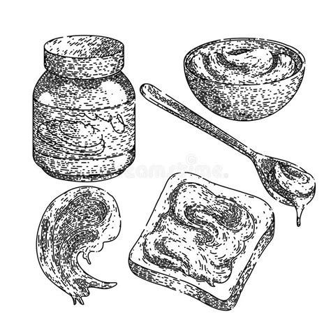 Chocolate Paste Set Sketch Hand Drawn Vector Stock Vector