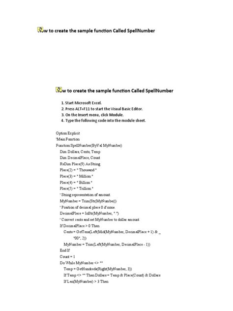 How To Create The Sample Function Called Spellnumber Pdf Software Computer Programming