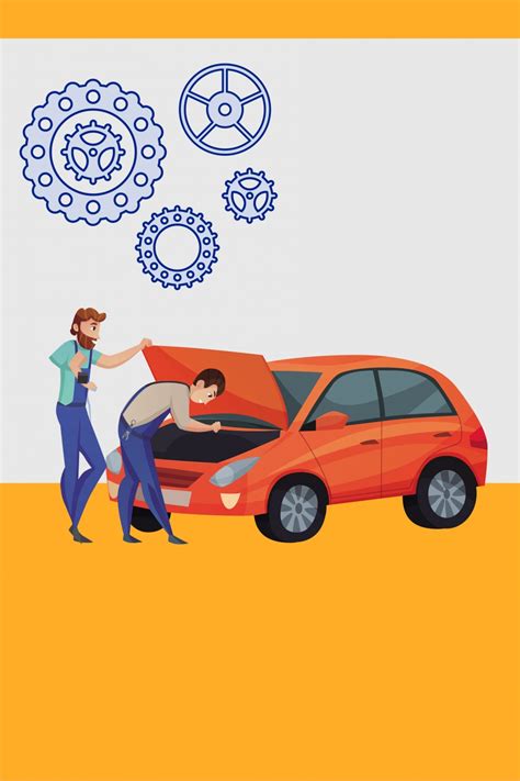 만화 자동차 수리점 차고 수리공 자동차 수리 도구 자동차 수리 도구 포스터 수공 포스터 무료 다운로드를위한 배경 이미지