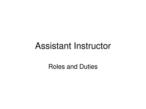 Ppt Assistant Instructor Powerpoint Presentation Free Download Id