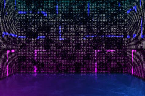 추상적으로 빛나는 픽셀 벽 배경 대형 Led 프로젝션 스크린 3d 렌더링 0명에 대한 스톡 사진 및 기타 이미지 0명 3차원 형태 데이터 Istock