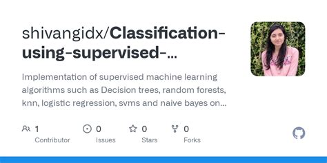 Github Shivangidxclassification Using Supervised Learning Algorithms