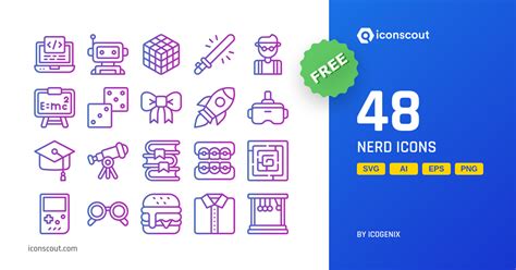 Free Nerd Icon Pack 48 Gradient Miscellaneous Icons Svg Png Ico Available