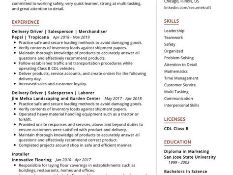 Delivery Driver Resume Sample 2021 Writing Guide And Tips Resumekraft