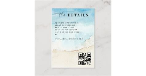 Tropical Beach Sea Ocean Qr Code Details Wedding Enclosure Card Zazzle
