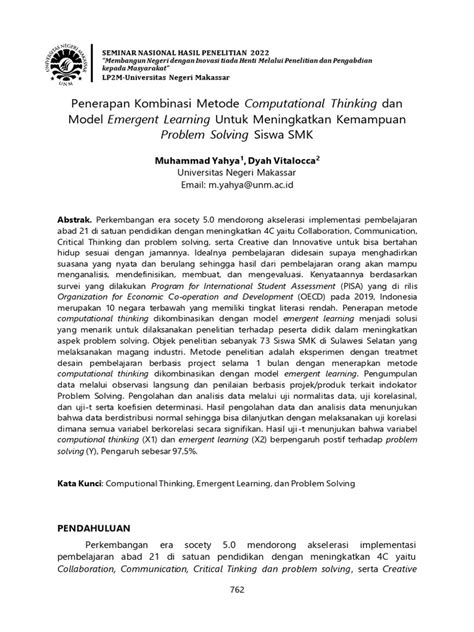 Penerapan Kombinasi Metode Computational Thinking Dan Model Emergent