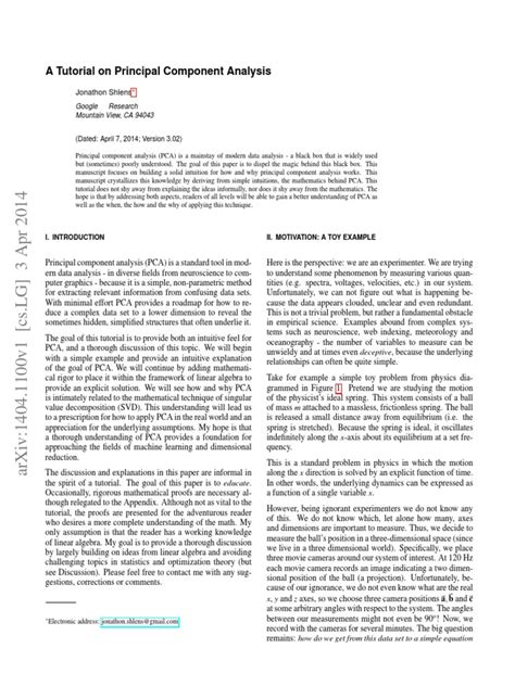 a tutorial on principal component analysis pdf principal component