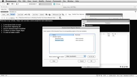 Applying The Dreamweaver Template To A Website Youtube