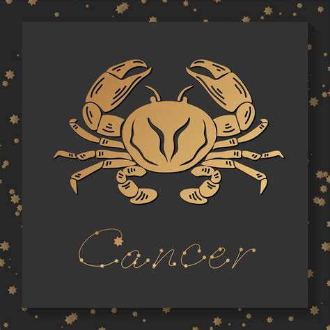 Gold Zodiac Cancer Horoscope Sign On Dark Square Background 21797491
