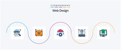 Web Design Line Filled Flat Icon Pack Including Digital Virus Work Hacking Development