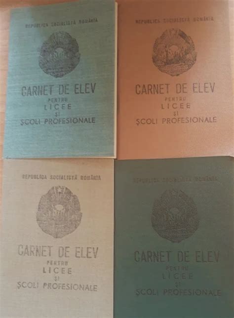 Carnet De Elev Rsr Pentru Licee și școli Profesionale Set 4 Bucăți