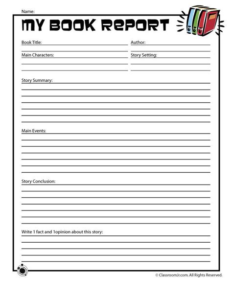 Book Report Template Middle School 9