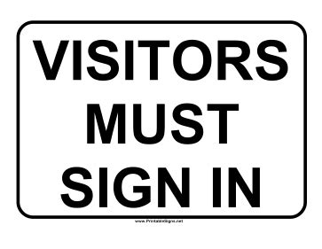 Visitor Sign In Sheets Printable