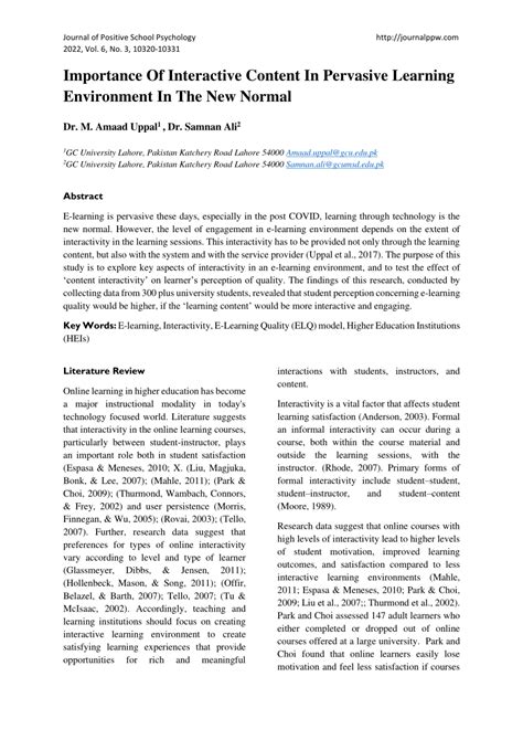 Pdf Importance Of Interactive Content In Pervasive Learning Environment In The New Normal