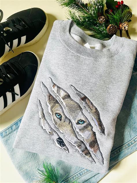 Inner Wolf Embroidered Crewneck Large Format Etsy