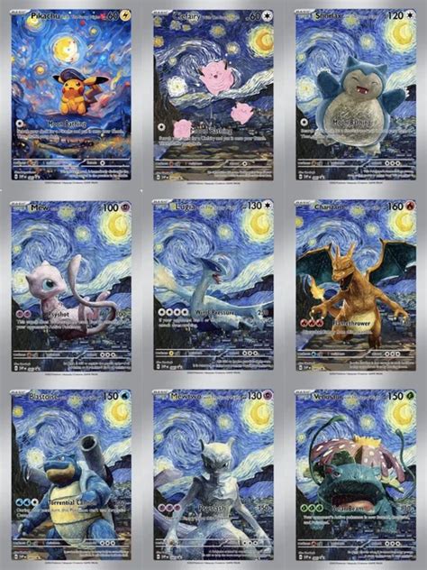 Pikachu Charizard Starry Night Van Gogh 18 Card Bundle Job Lots 2
