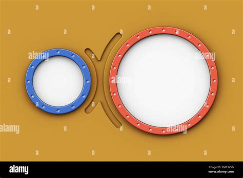 Abstract Red Round Frame With Blue Round Frame On Yellow Background Speech Bubble Social Media