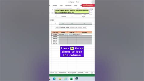 Excel Tips For Indexmatch Function Shorts Youtube