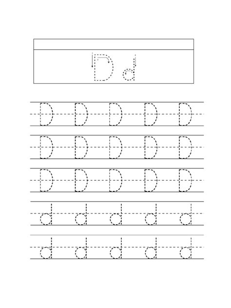 Tracing D Alphabet Worksheet Pdf