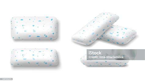 광고 및 패키지 요소에 대 한 화이트 민트 츄잉 껌 세트 츄잉 풍선 껌 모형 흰색 배경에 고립 된 츄잉 패드 3d 벡터 사실적인 그림 풍선껌에 대한 스톡 벡터 아트 및 기타