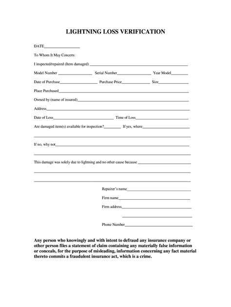 Affidavit Lightning Losses Forms Printable Form 2024