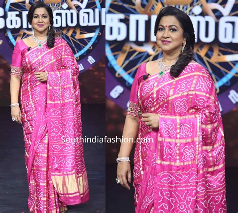 Radhika Sarathkumar In A Bandhani Saree South India Fashion
