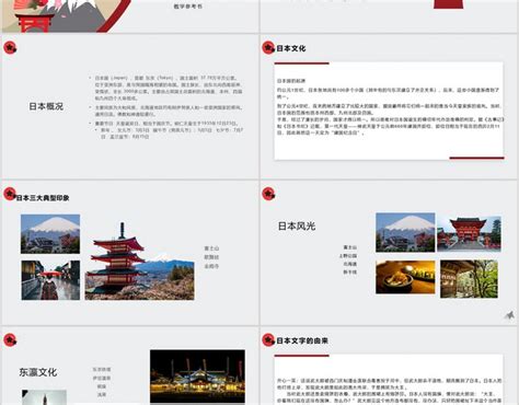 红色说课风日语教学基础日语教学ppt模板 包站长