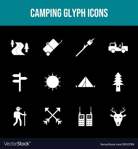 Beautiful Camping Icon Set Royalty Free Vector Image