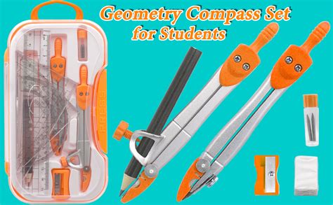 Drafting Compasses Set Akuoly Geometry Compass Set Squares Ruler Amazon Co Uk Stationery