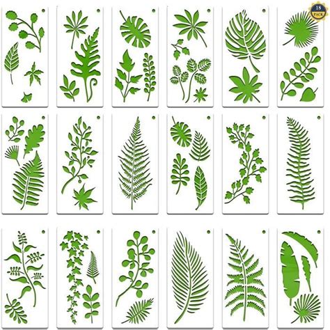 Pochoir De Feuilles Tropicales Pcs Pochoir De Peinture En Plastique Plantes Feuilles Pochoir