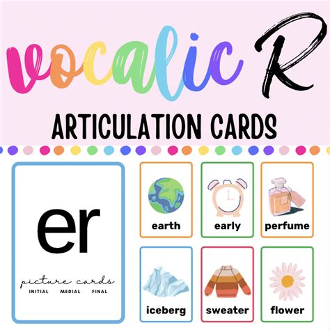 Er Vocalic R Articulation Picture Cards Initial Medial Final Word Positions Classful