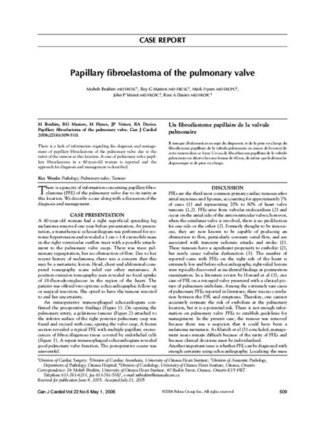 Pdf Papillary Fibroelastoma Of The Pulmonary Valve Paulo Neves
