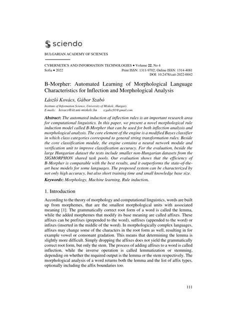 Pdf B Morpher Automated Learning Of Morphological Language