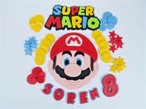 Super Mario Cake Topper Personalised Large Edible Mario Logo Cake