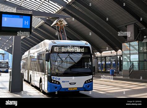 Amsterdam Netherlands August 2022 Public Service Bus Connected To A Rapid Charging Station