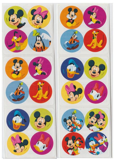 80 Licensed Mickey Disney Friends Mini Stickers 1 2 Round Each Etsy