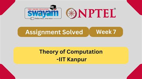 Theory Of Computation Week 7 Nptel Answers Myswayam Nptel