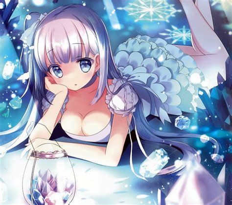 Hd Wallpaper Anime Original Blue Eyes Blush Crystal Earrings Long Hair Wallpaper Flare