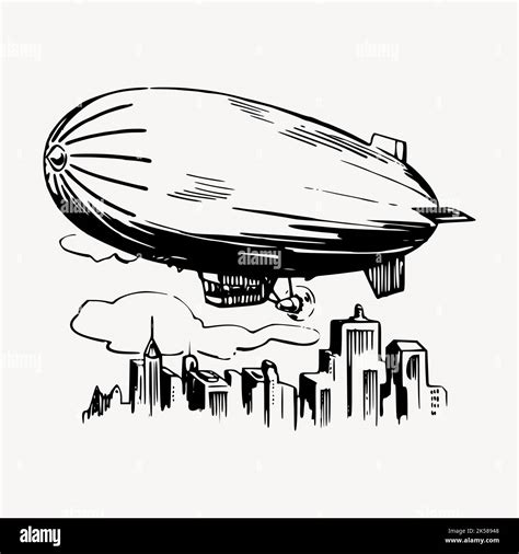 Blimp Airship Clipart Vintage Illustration Vector Stock Vector Image