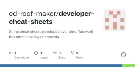 Github Ed Roof Makerdeveloper Cheat Sheets Some Cheat Sheets Developed Over Time You Want