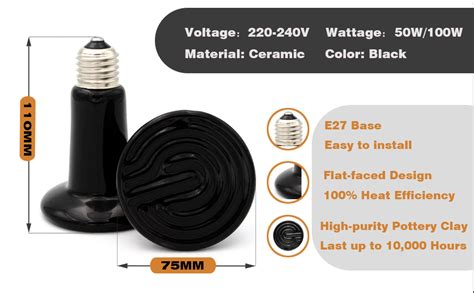 Mbmyucky Tortoise Heat Lamp Bulb Ceramic Heat Lamp For Reptiles