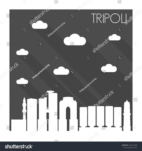 Tripoli Libya Skyline City Flat Silhouette Stock Vector Royalty Free