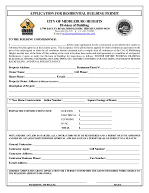 Fillable Online PERMITS AND FORMS Middleburg Heights Fax Email Print