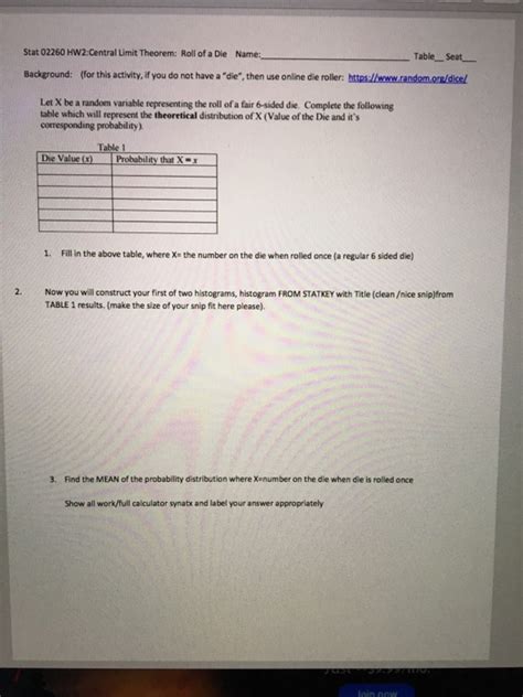 Solved Let X Be A Random Variable Representing The Roll Of A