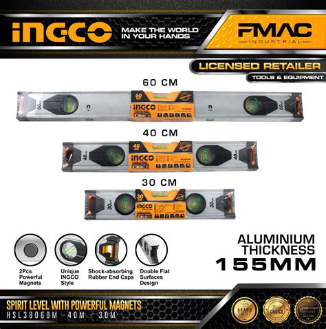 Ingco Spirit Level With Powerful Magnets 30cm 40cm 60cm Lazada Ph