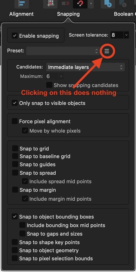Cannot Create Snapping Presets All 3 Apps All 25x Versions