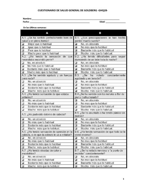 Cuestionario De Salud General Ghq 28 Pdf