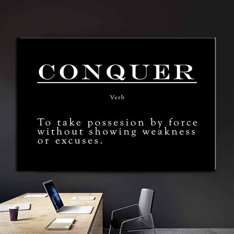 Conquer Definition Canvas Wall Art Office Decor Success Quote Etsy